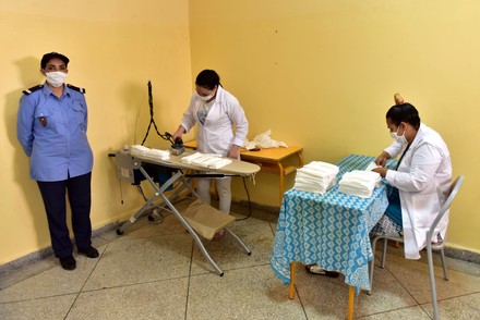 Inmates make protective masks in Morocco, Meknes - 29 Jul 2020 Stock ...