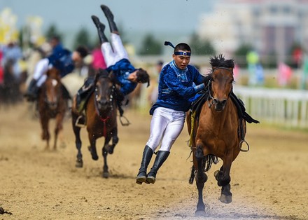 Equestrians Demonstrate Their Horseriding Skills During Editorial Stock ...