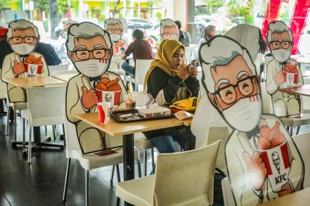 Customers Sit Near Colonel Sanders Cardboard Editorial Stock Photo ...