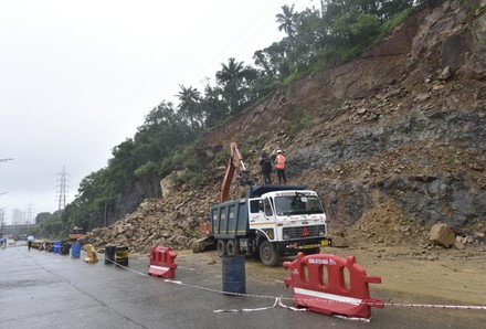 Workers Removing Boulders Clearing Roads On Editorial Stock Photo ...