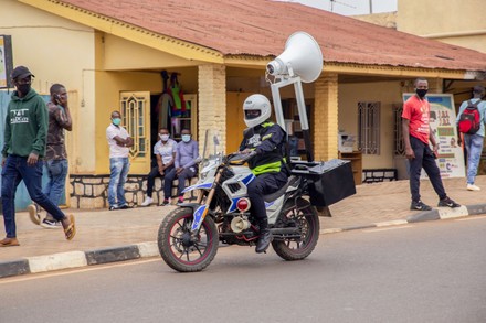 Policeman On Motorcycle Uses Loud Speaker Editorial Stock Photo - Stock ...