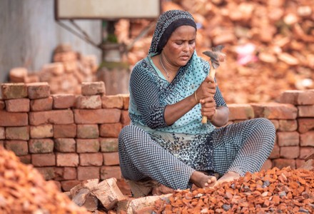 Bangladeshi Female Day Laborer Breaks Bricks Editorial Stock Photo ...