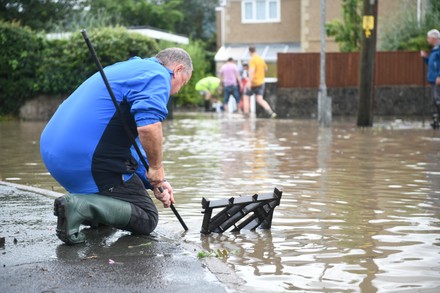 Flash flooding, Ystradgynlais, south Wales, Brecon, Wales, UK - 17 Aug ...