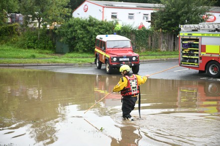 Flash flooding, Ystradgynlais, south Wales, Brecon, Wales, UK - 17 Aug ...