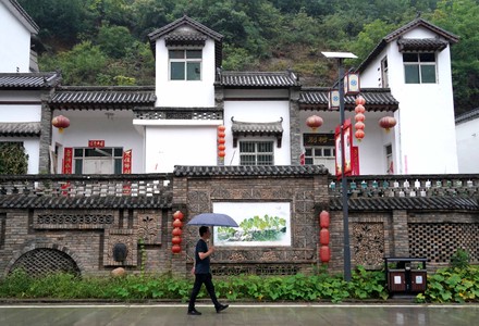 Visitor Walks Past Painted Wall Sanhe Editorial Stock Photo - Stock ...