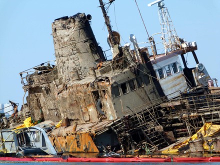 Starboard Side Capsized Delfi Oil Tanker Editorial Stock Photo - Stock ...