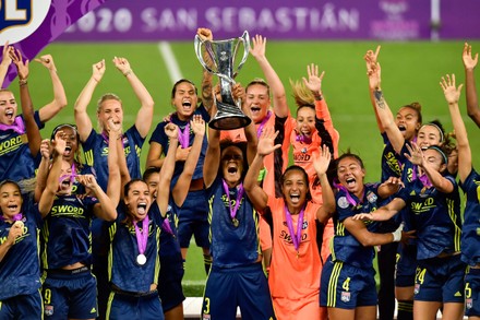 Lyon Players Celebrate Trophy After Winning Editorial Stock Photo ...