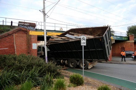 Truck Has Hit Overhead Rail Bridge Editorial Stock Photo - Stock Image ...