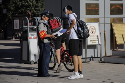 Security Guard Checks Document Student He Editorial Stock Photo - Stock ...