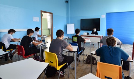 Students Desks Spaced Out They Take Editorial Stock Photo - Stock Image ...
