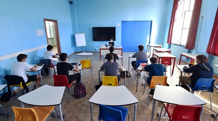 Students Desks Spaced Out They Take Editorial Stock Photo - Stock Image ...