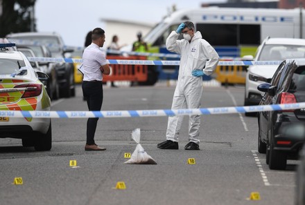 Forensic Officer Gathers Evidence Inside Cordon Editorial Stock Photo ...