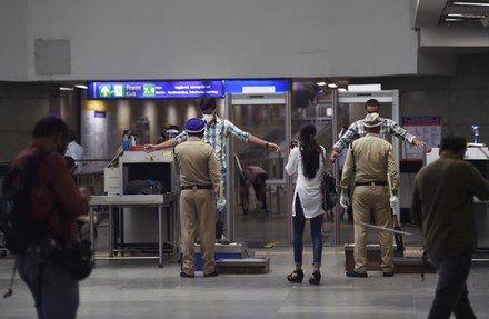 Security Guards Frisk Commuters They Enter Editorial Stock Photo ...
