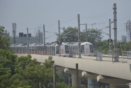 Red Line Metro Train Runing On Editorial Stock Photo - Stock Image ...