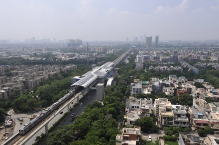 Blue Line Metro Rail Seen During Editorial Stock Photo - Stock Image ...