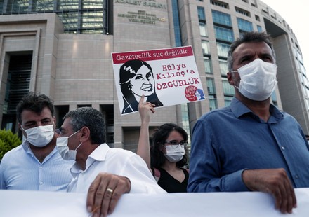 Person Holds Poster Depicting Jailed Journalist Editorial Stock Photo ...