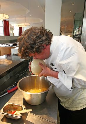 Chef Rowley Leigh Prepares Ostrich Egg Editorial Stock Photo - Stock ...