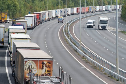 Lorries Queuing Junction 7 On M20 Editorial Stock Photo - Stock Image ...