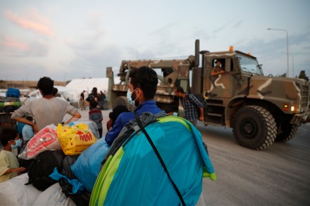 Asylum Seekers Wait Line Their Belongings Editorial Stock Photo - Stock ...