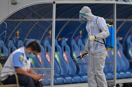 Bench Sprayed Disinfectant Before Afc Champions Editorial Stock Photo ...
