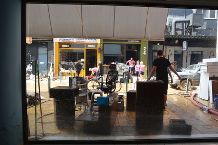 Shopkeepers Remove Mud Their Stores Center Editorial Stock Photo ...