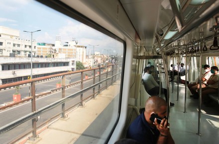 View Inside Metro Train Running Along Editorial Stock Photo - Stock ...