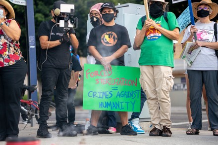 Protesters Hold Signs Listen Speakers During Editorial Stock Photo ...