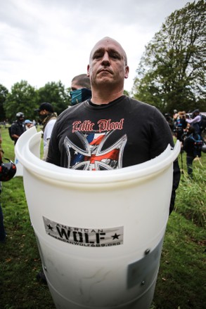Protester Carries Shield That Handed Out Editorial Stock Photo - Stock ...