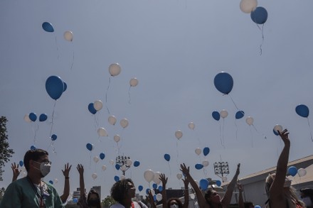 Health Workers Release Balloons Celebrate Closure Editorial Stock Photo ...