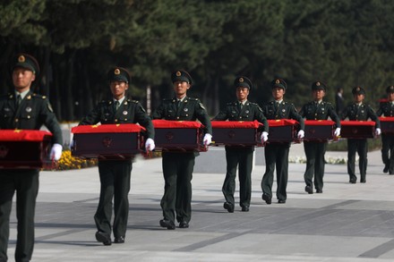 Caskets Containing Remains Chinese Peoples Volunteers Editorial Stock ...