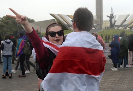 Protesters Covered Flags Show Victory Sign Editorial Stock Photo ...