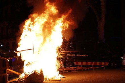 Protesters Set Garbage Containers On Fire Editorial Stock Photo - Stock ...