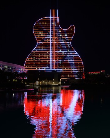 Iconic Hard Rock Guitar Hotel Lights Editorial Stock Photo - Stock ...