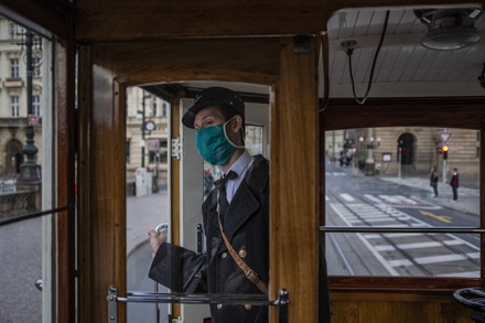 Conductor Wearing Protective Face Mask Looks Editorial Stock Photo ...