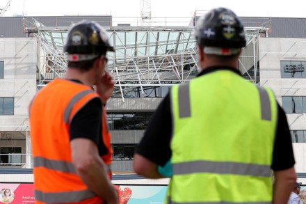 Construction Workers Look On Scene Collapsed Editorial Stock Photo ...
