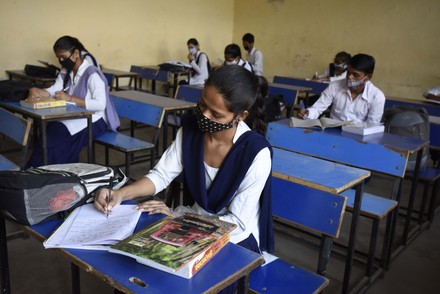 Students Class 12 Seen Sitting Distantly Editorial Stock Photo - Stock ...