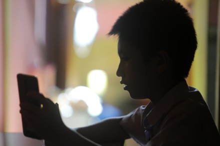 Student Uses Mobile Phone Online Learning Editorial Stock Photo - Stock ...