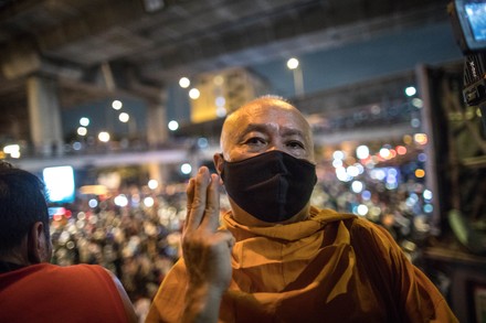 Thai Buddhist Monk Seen Giving Three Editorial Stock Photo - Stock ...