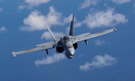 Spanish Air Forces F18 Aircraft Takes Editorial Stock Photo - Stock ...