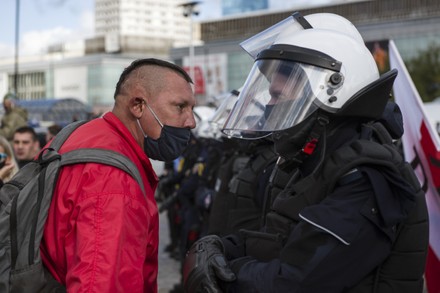 Protester Seen Arguing Riot Police During Editorial Stock Photo - Stock ...