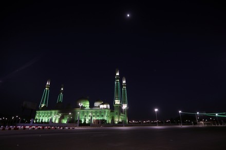 Mosque Alshaab Illuminated Green Colorful Lights Editorial Stock Photo ...