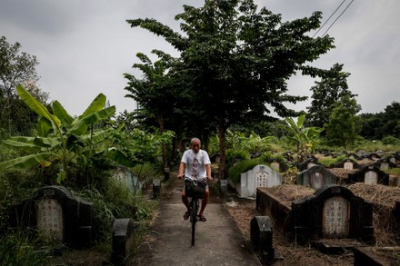 Man Cycles Between Graves Chinese Teochew Editorial Stock Photo - Stock ...