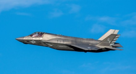 F35 Fighter Planes Flying Over Raf Editorial Stock Photo - Stock Image ...