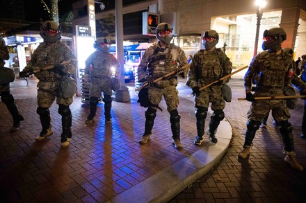 National Guard deployed in Portland, USA - 04 Nov 2020 Stock Pictures ...