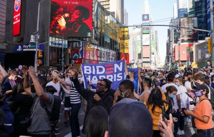 Election 2020 reactions in New York City, USA - 07 Nov 2020 Stock ...