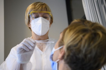 Health Worker Collects Nose Swab Sample Editorial Stock Photo - Stock ...