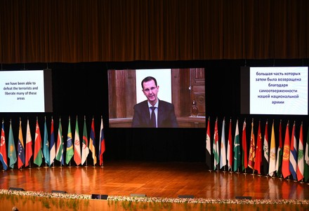 Screen Shows Syrian President Bashar Alassad Editorial Stock Photo ...