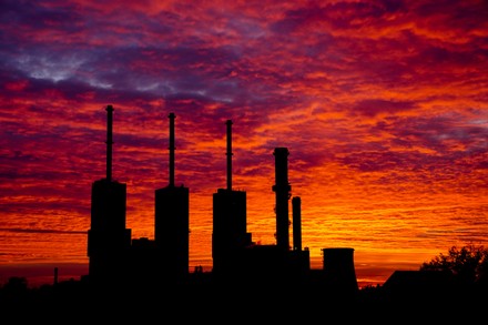 Towers Lichterfelde Power Station During Sunset Editorial Stock Photo ...