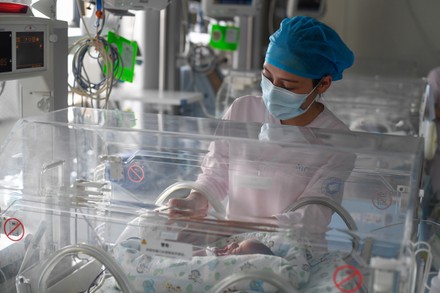 Nurse Changes Preterm Babys Diaper Intensive Editorial Stock Photo ...