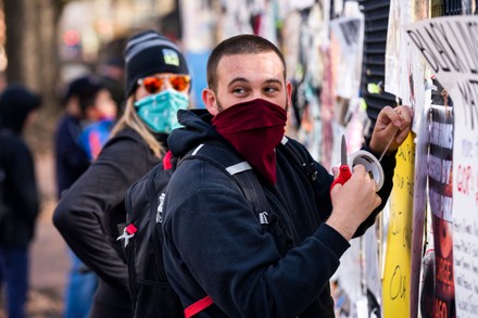 BLM Supporters Repair Protest Signs in BLM Plaza, Washington, USA - 17 ...